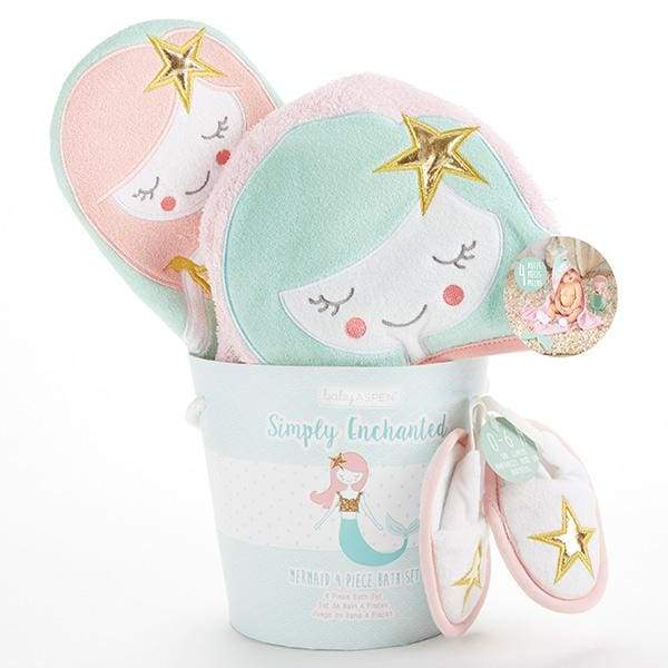 Simply Enchanted Mermaid 4-Piece Bath Set – Basketfull Gift Baskets